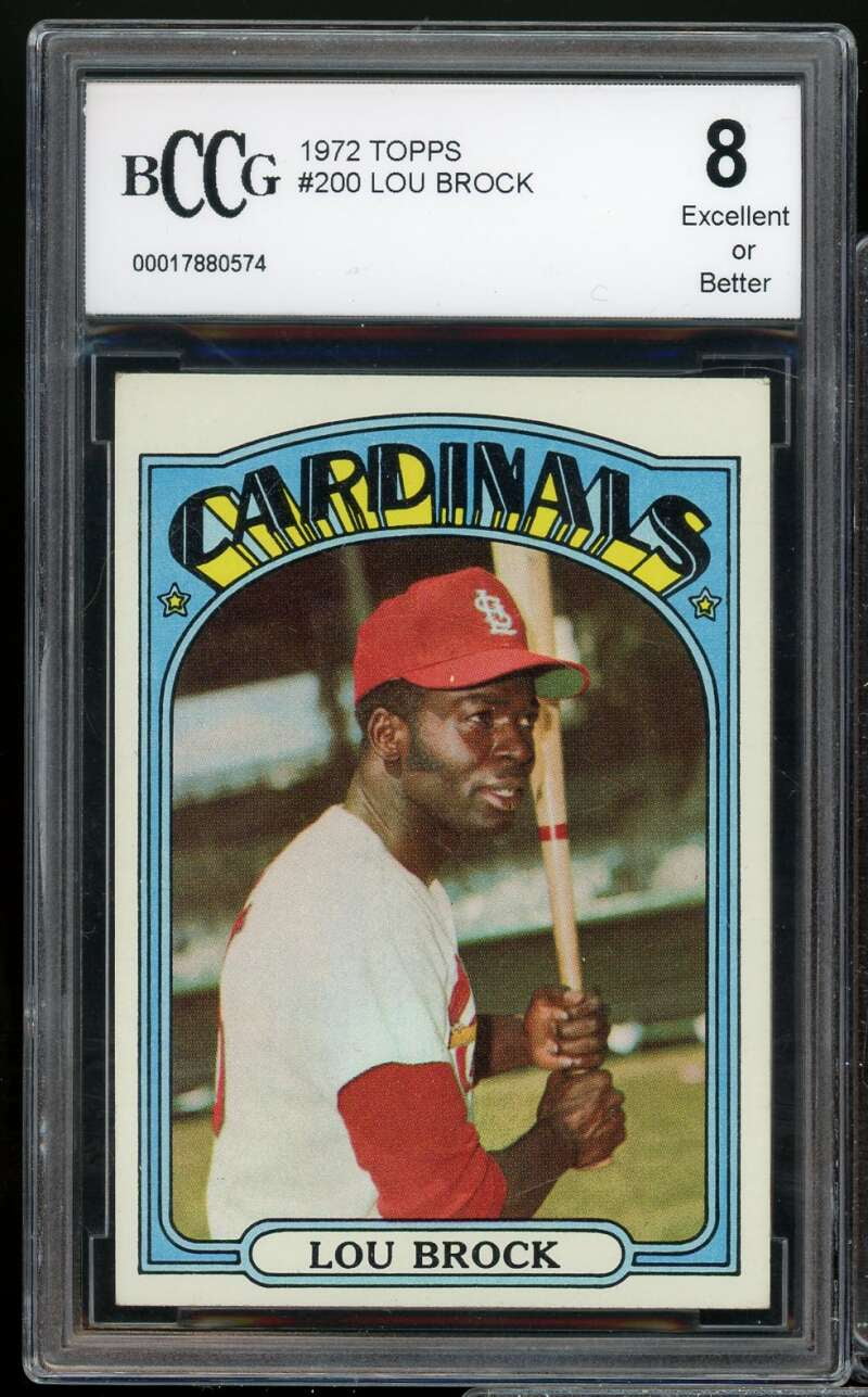 1972 Topps #200 Lou Brock Card BGS BCCG 8 Excellent+ - Walmart.com