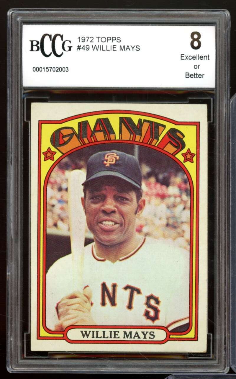 1972 Topps #49 Willie Mays Card BGS BCCG 8 Excellent+ - Walmart.com