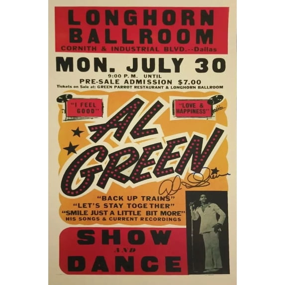 1973 Al Green Concert Poster Wall Art Print with facsimile autograph 16 ...