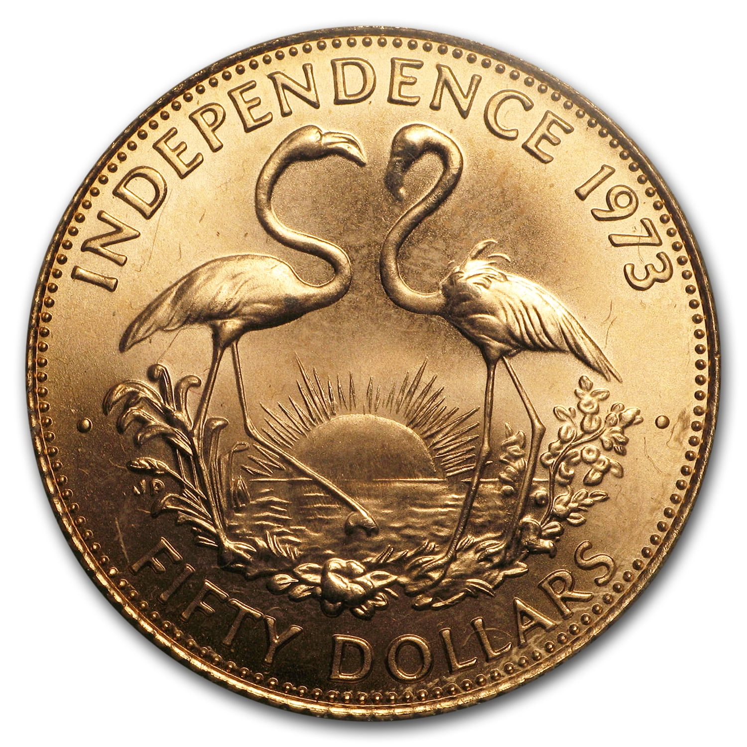 1973 Bahamas Gold 50 Dollars Independence BU - Walmart.com