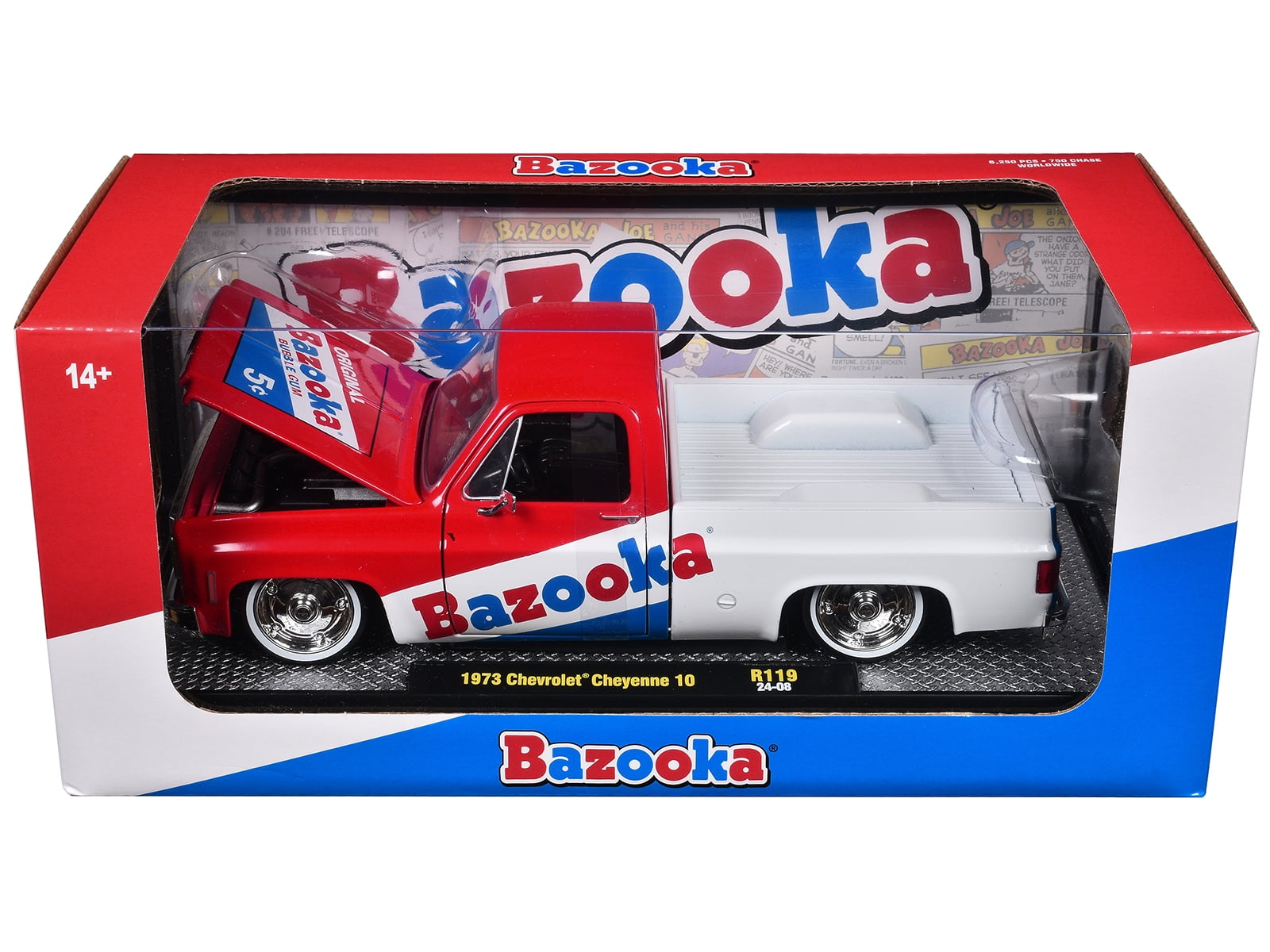 1973 Chevrolet Cheyenne 10 Truck Red & Blue w/White "Bazooka Bubble Gum" Ltd Ed 1/24 Diecast ...