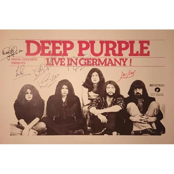 1973 Deep Purple Concert Poster Wall Art Print facsimile signed es 24 x ...