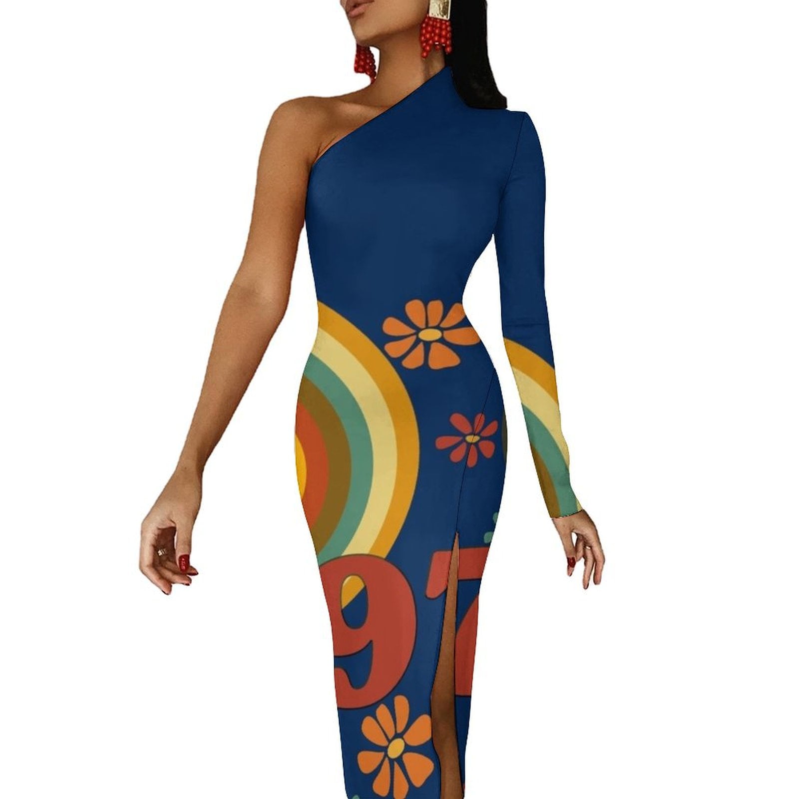 1973 Half Dleeve Split Dress luxury evening dresses 2024 Women dresses ...