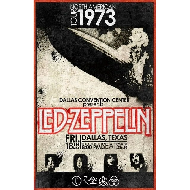 1973 Led Zeppelin Concert Poster Wall Art Print es 16 x 24 Inch Poster ...