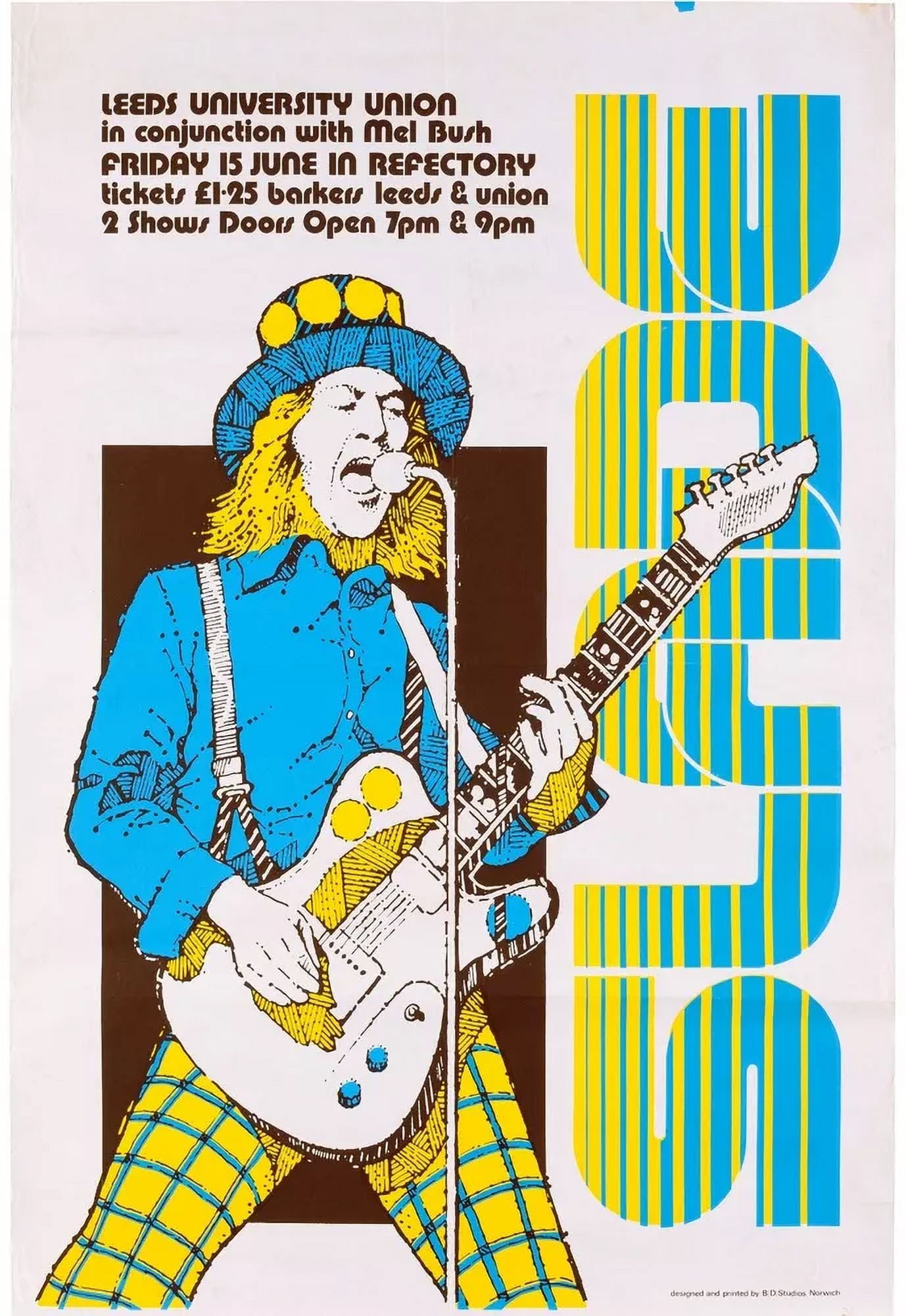 1973 SLADE CONCERT POSERT WALL ART PRINT ES LEEDS ENGLAND 24 x 36 Inch ...