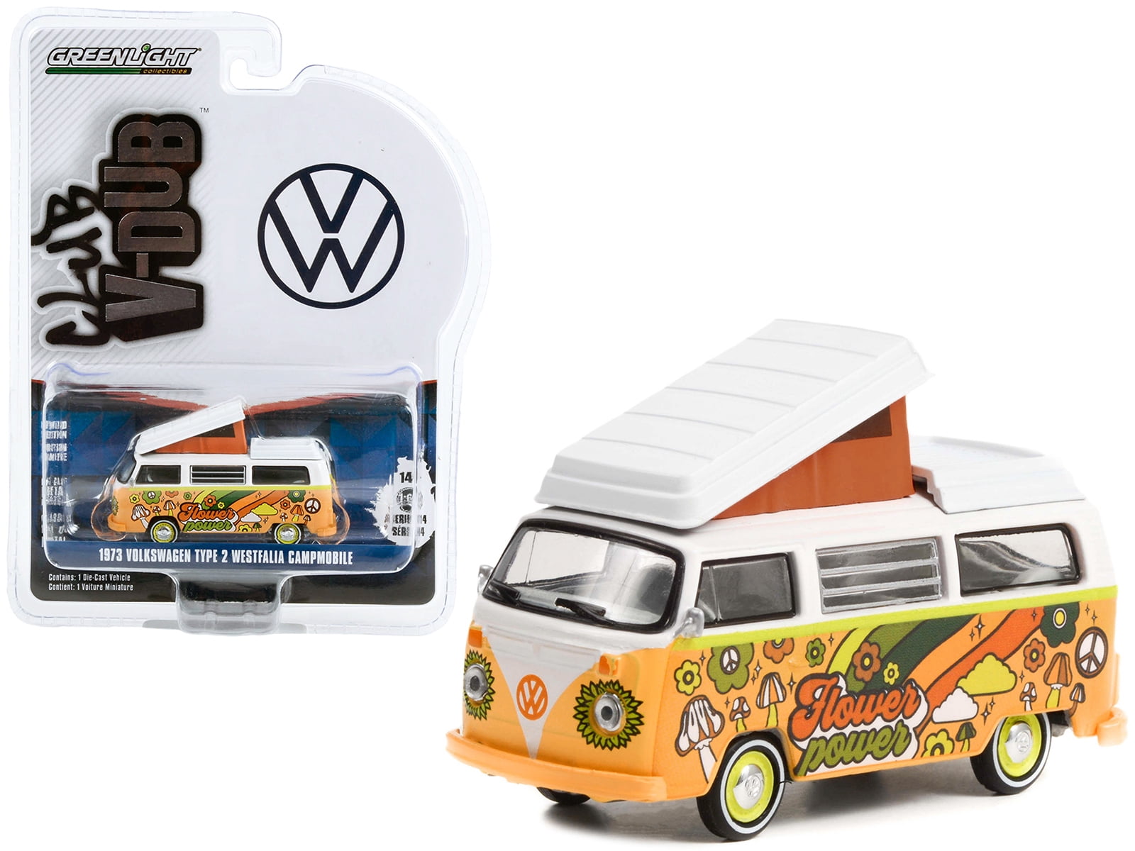 1973 Volkswagen Type 2 Westfalia Campmobile "Flower Power" "Club Vee-Dub Series 14" 1/64 Diecast ...
