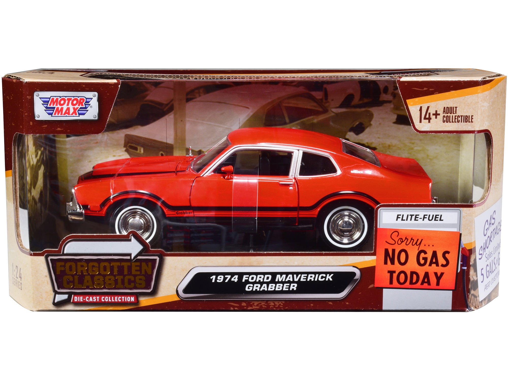 Motormax 1974 Ford Maverick Grabber, Orange/Black, 1/24 Diecast Model ...