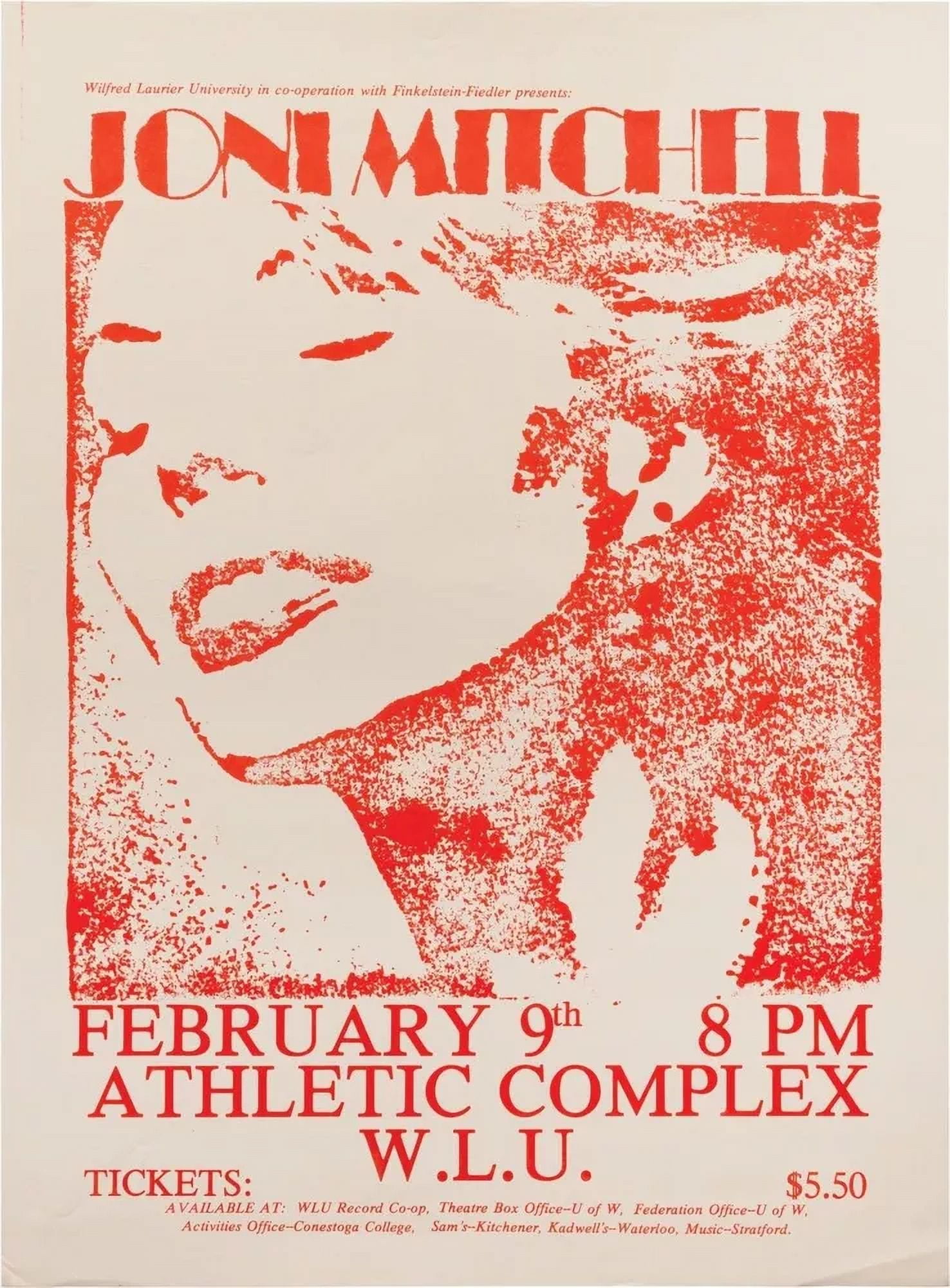 1974 JONI MITCHELL CONCERT POSTER WALL ART PRINT in WATERLOO CANADA 24 ...