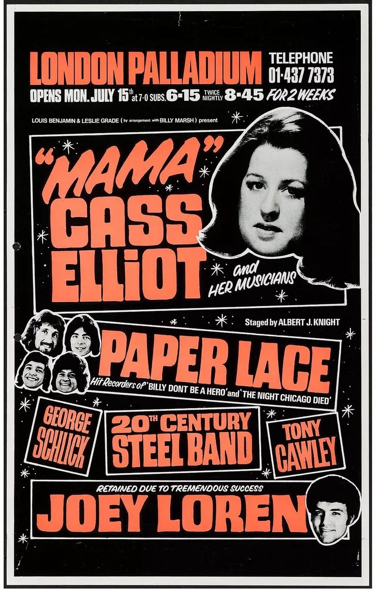 1974 MAMA CASS ELLIOT CONCERT POSTER WALL ART PRINT ES 24 x 36 Inch ...