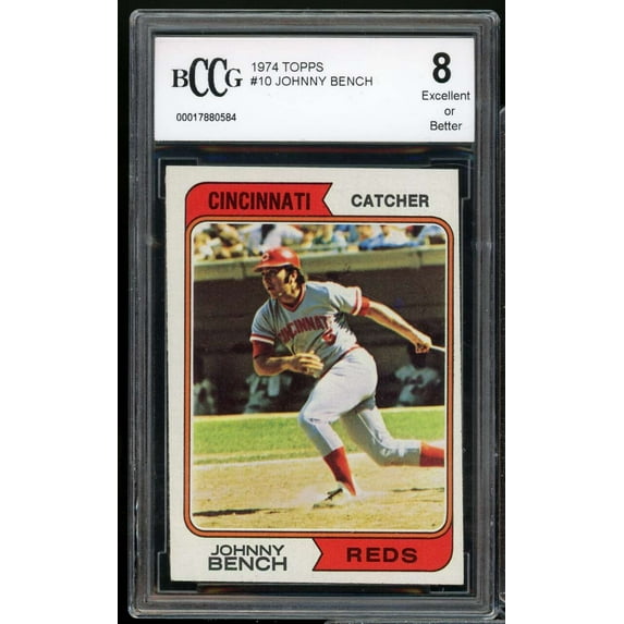 1974 Topps #10 Johnny Bench Card BGS BCCG 8 Excellent+ - Walmart.com