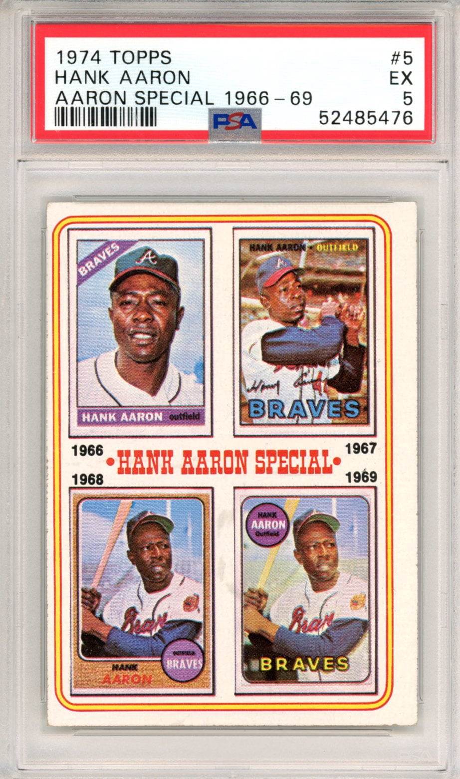 1974 Topps Hank Aaron Aaron Special 1966 69 #5 PSA 5 - Walmart.com
