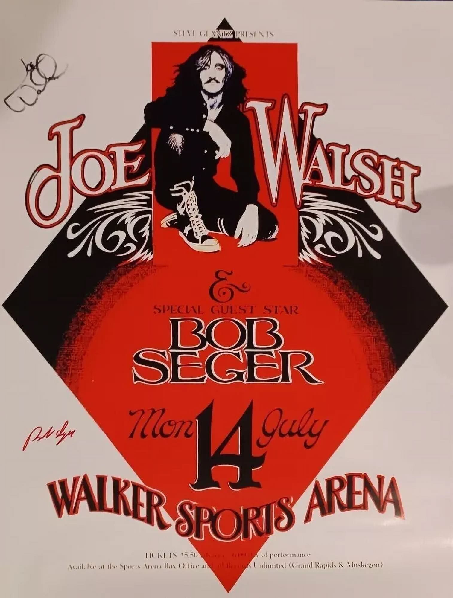1975 Bob Seger and Joe Walsh concert Poster Wall Art Print 11 x 17 Inch ...
