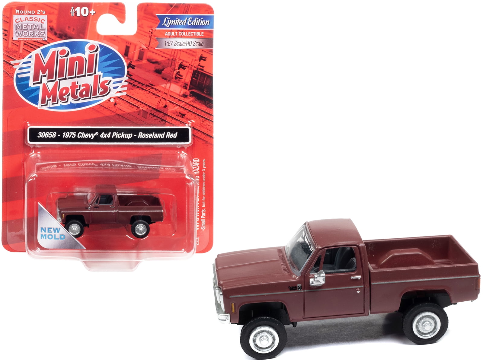 1975 Chevrolet 4x4 Pickup Truck Roseland Red 1/87 (HO) Scale Model Car ...