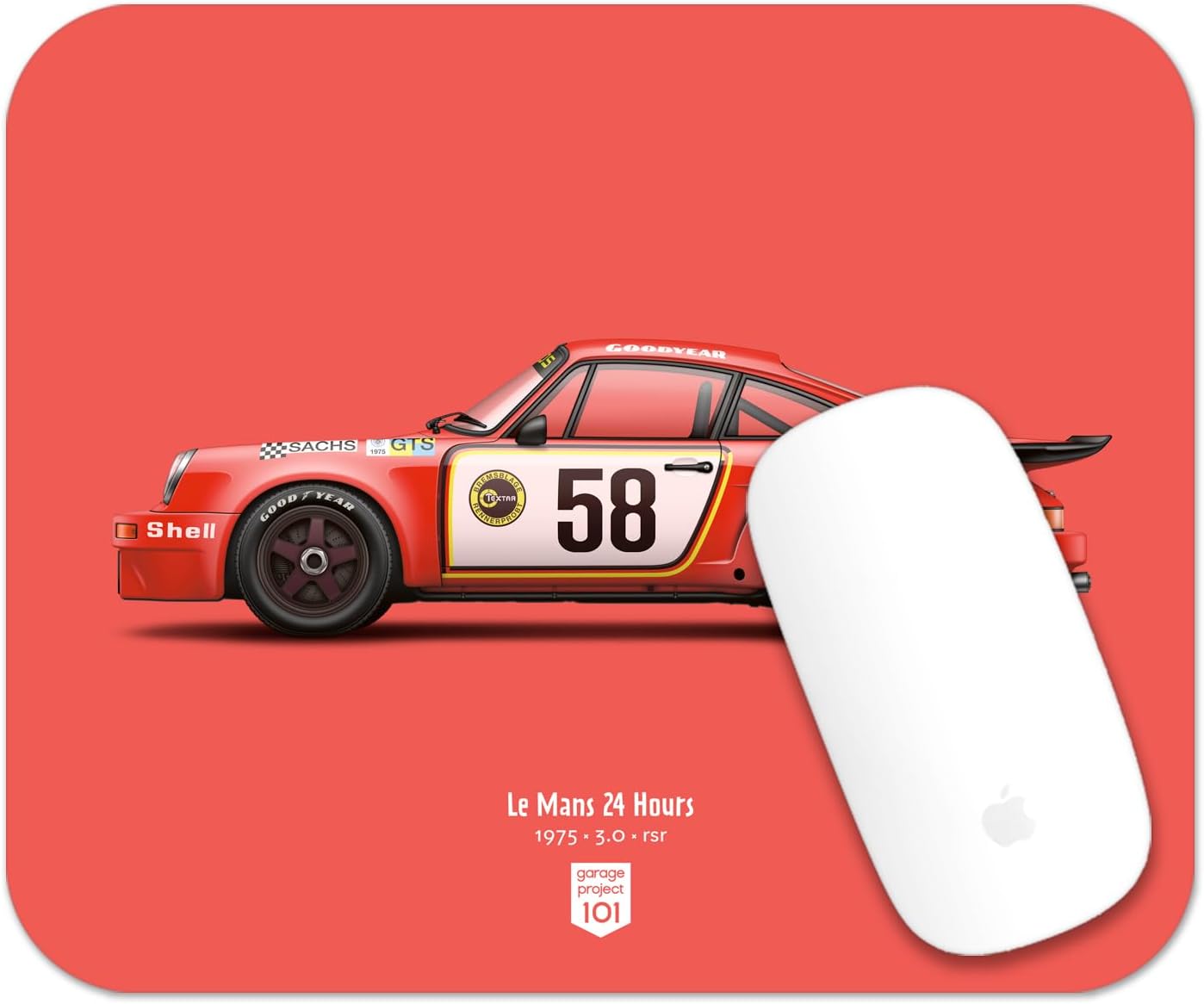 1975 Classic 911 3.0 RSR (Le Mans 24 Hours) Illustration Mouse Pad ...