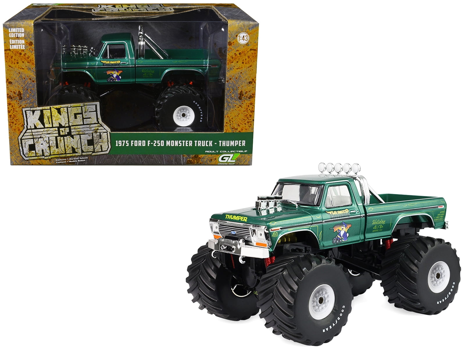 1975 Ford F-250 Monster Truck with 66-Inch Tires "Thumper" Green ...