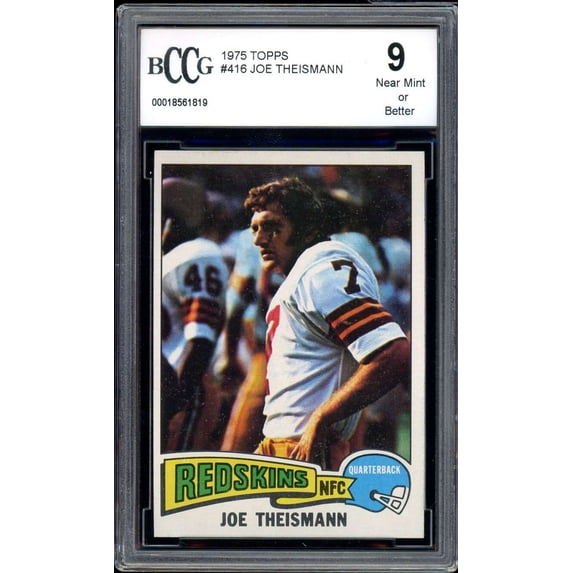 1975 Topps #416 Joe Theismann Rookie Card BGS BCCG 9 Near Mint+ ...