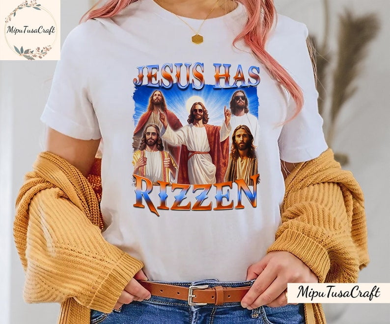 1975 USTEE UNISEX Jesus Has Rizzen - He Is Rizzen Jesus Rizz TShirt ...