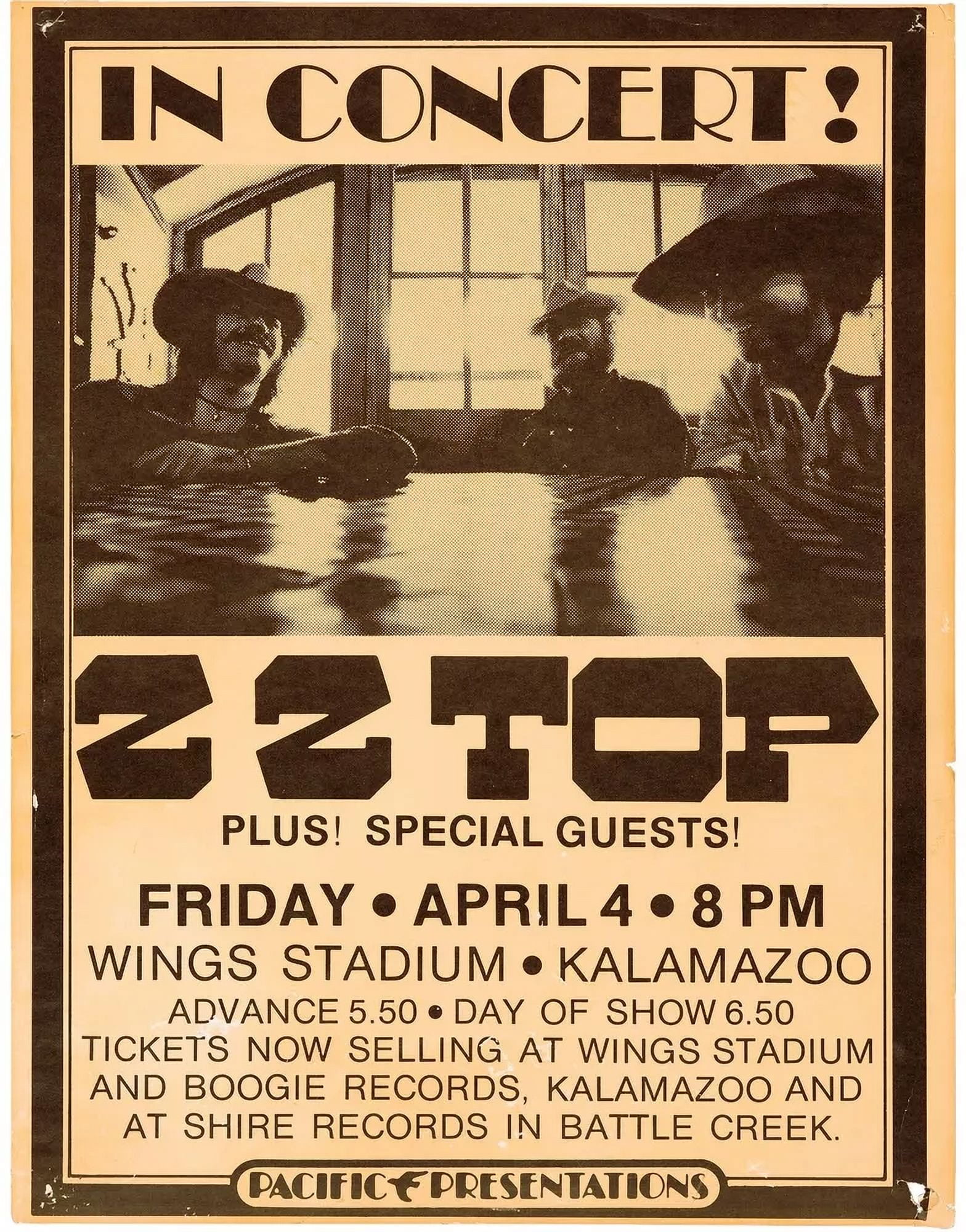 1975 ZZ TOP CONCERT POSTER WALL ART PRINT FROM NEWSPAPER ADVERTISEMENT ...