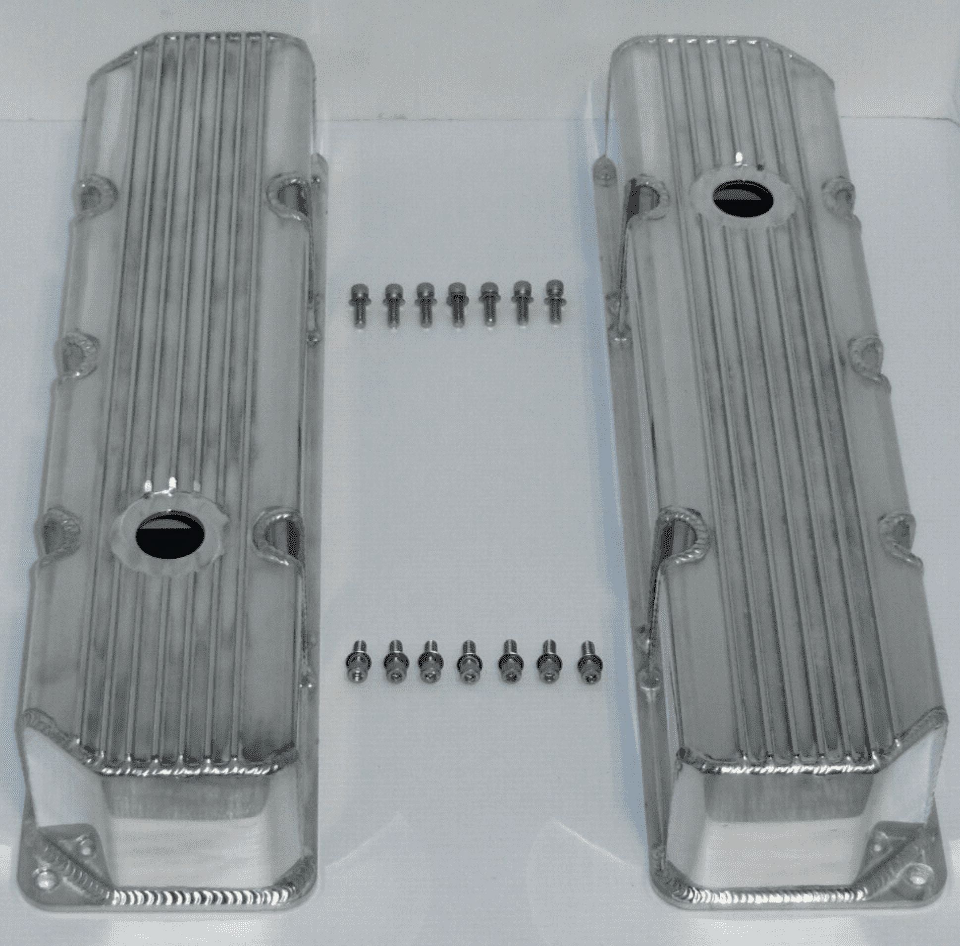 1976-87 Jeep AMC Pol Finned Fabricated Aluminum Valve Covers V8 304 360 ...