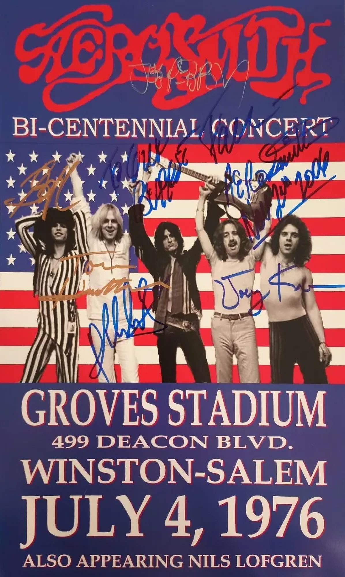 1976 Aerosmith Concert Poster Wall Art Print with facsimile autographs ...