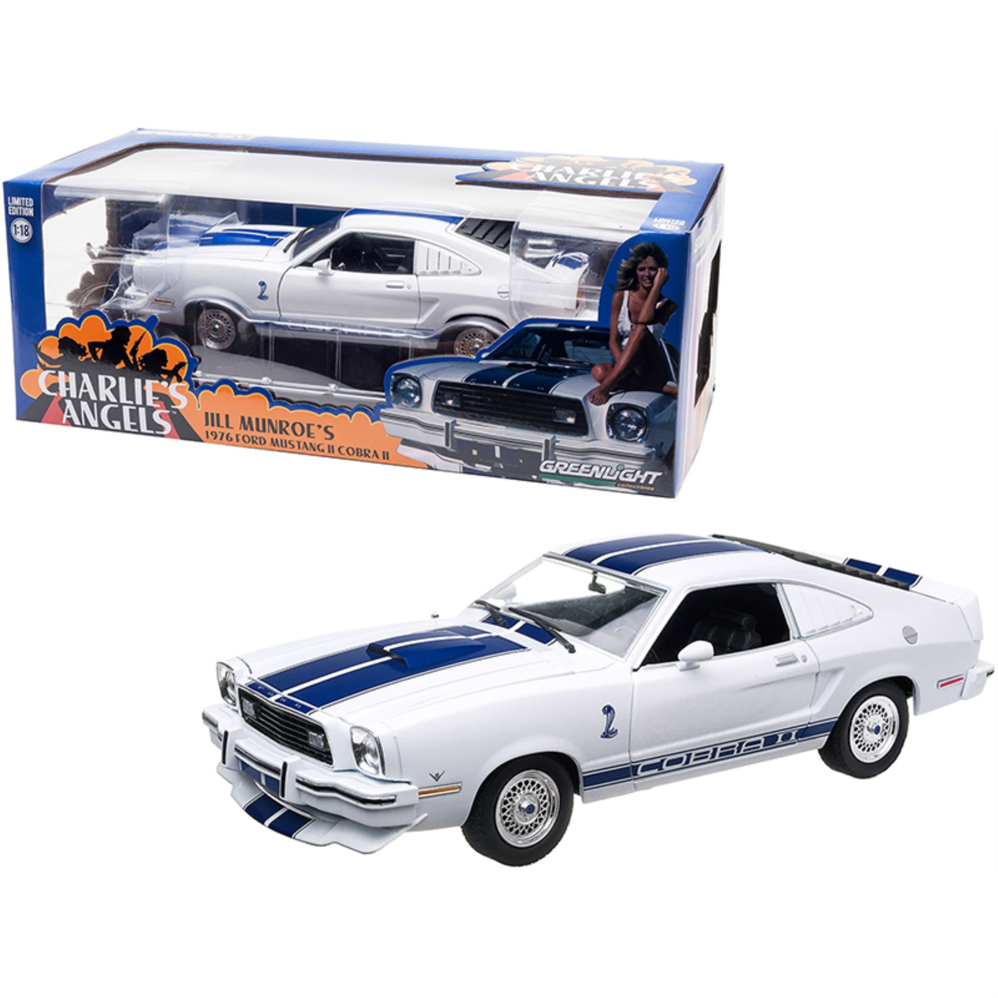 1976 Ford Mustang II Cobra II (Jill Munroe's) White with Blue Racing ...
