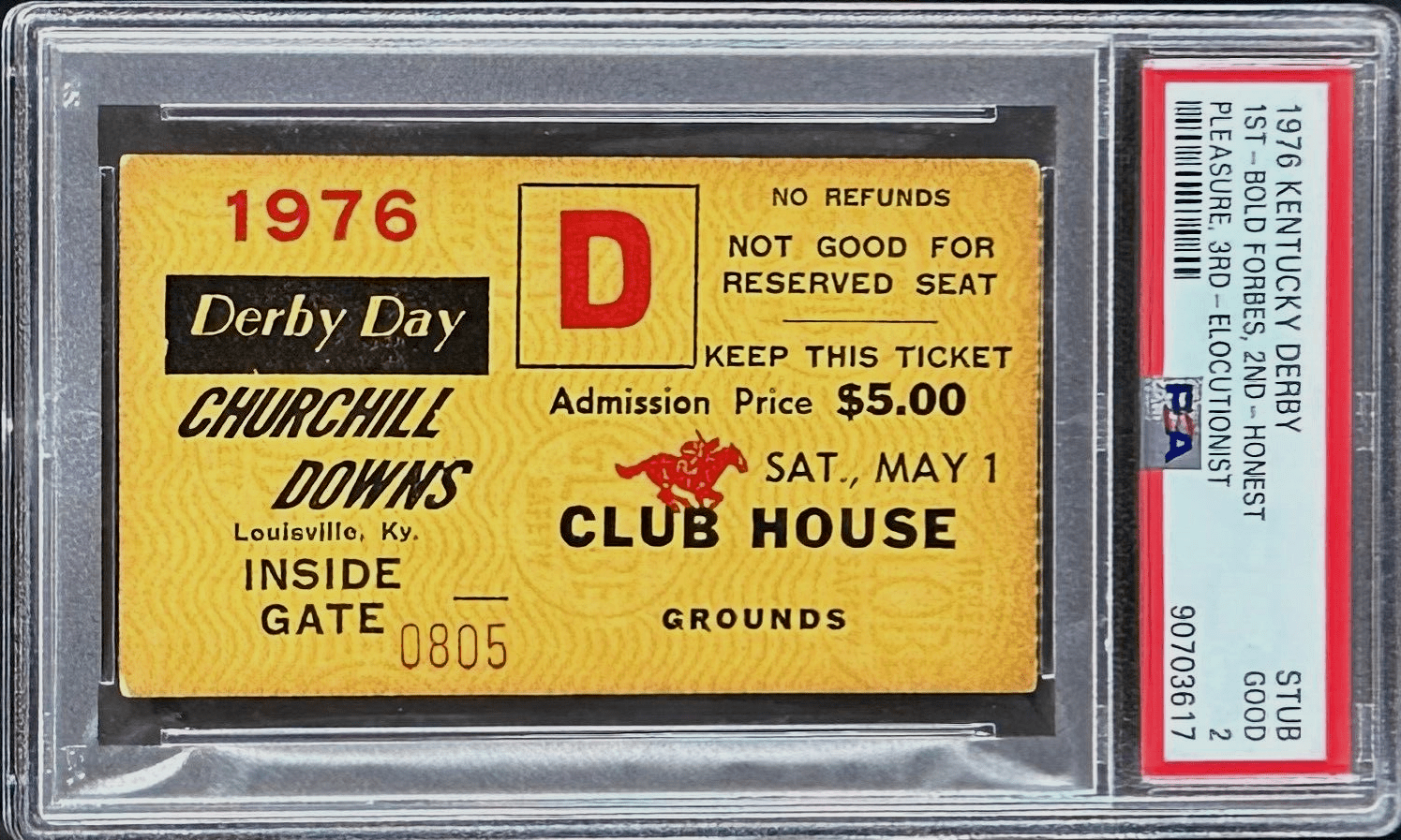 1976 Kentucky Derby Slabbed PSA Ticket Stub Good 2 Derby Winner Bold ...