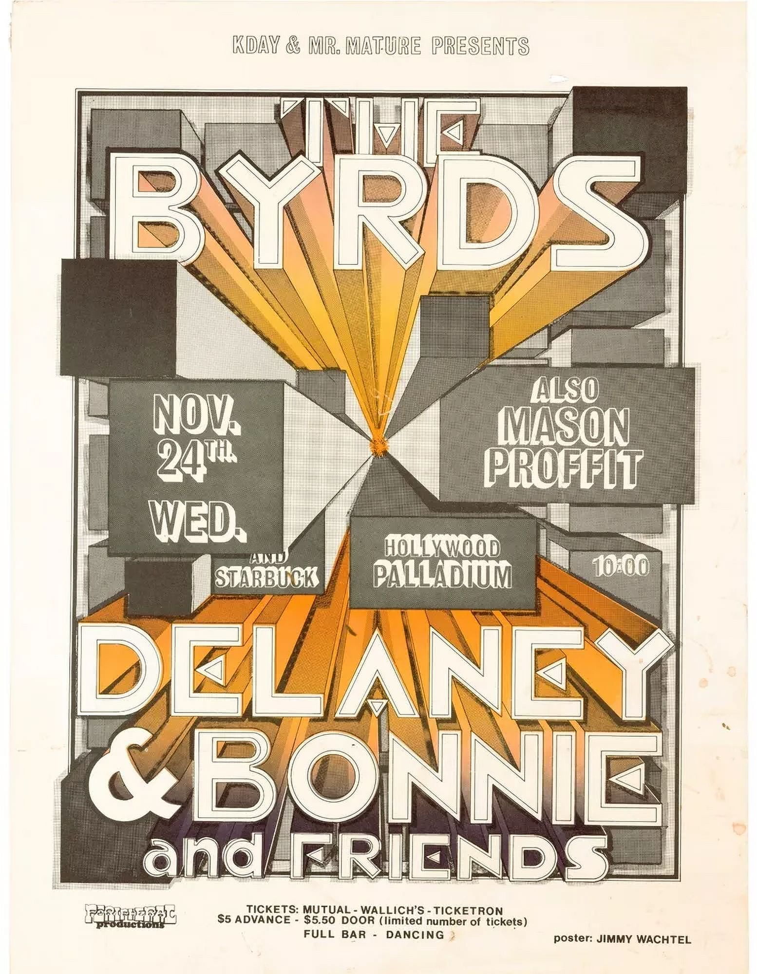 1976 THE BYRDS CONCERT POSTER WALL ART PRINT WITH DELANEY & BONNIE ...