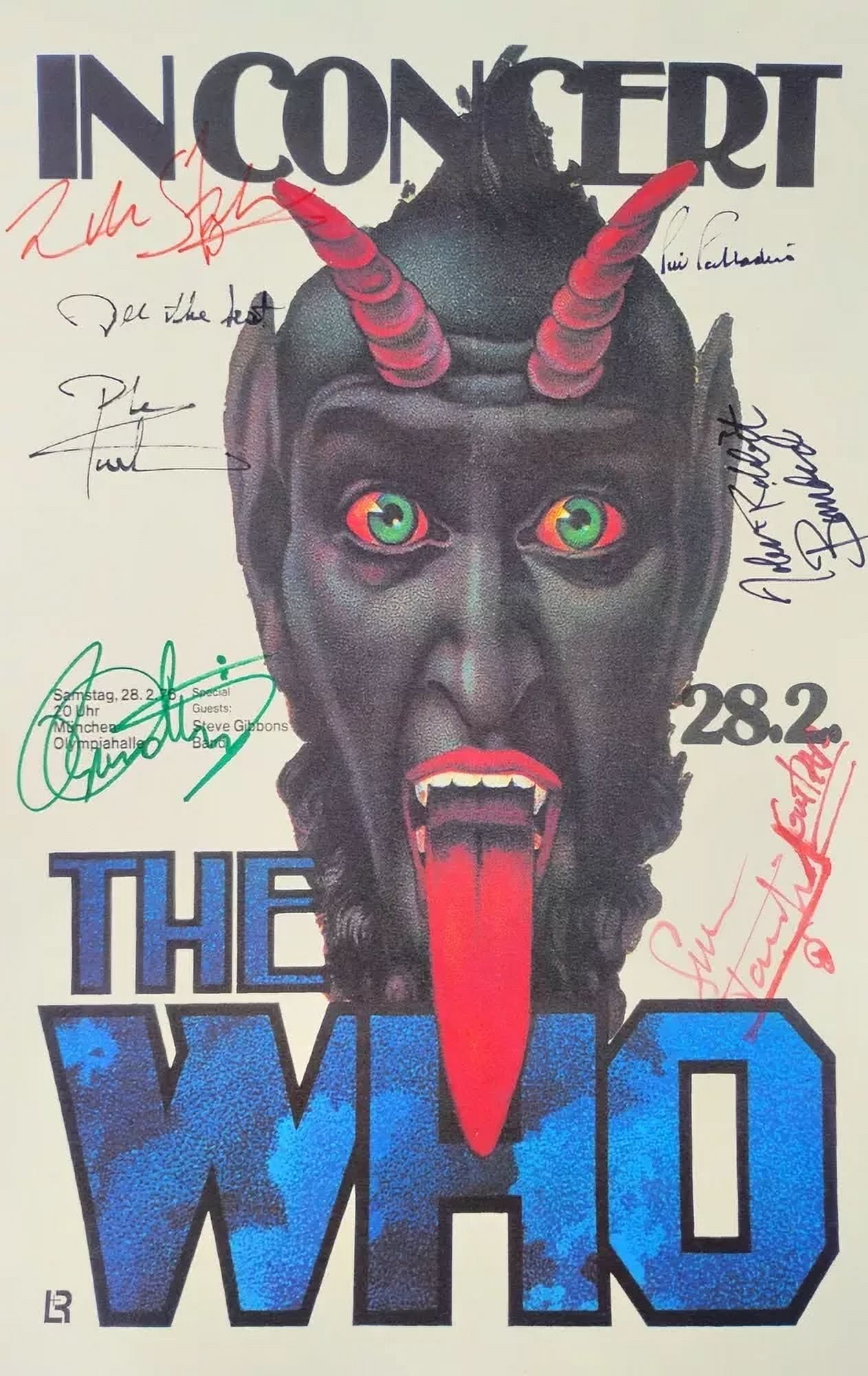 1976 THE WHO Concert Poster Wall Art Print es Facsimile Signed 16 x 24 ...