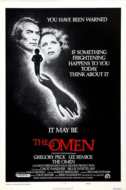 1976 The Omen Movie Poster Gregory Peck Lee Remick Robert Damien ...