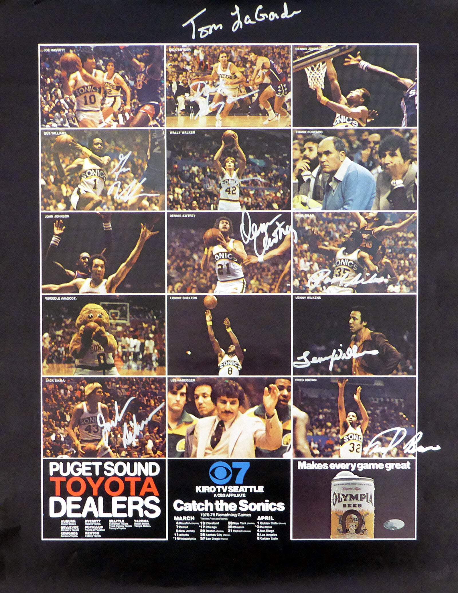 1978-79 NBA Champions Seattle Supersonics Autographed 17x22 Poster ...