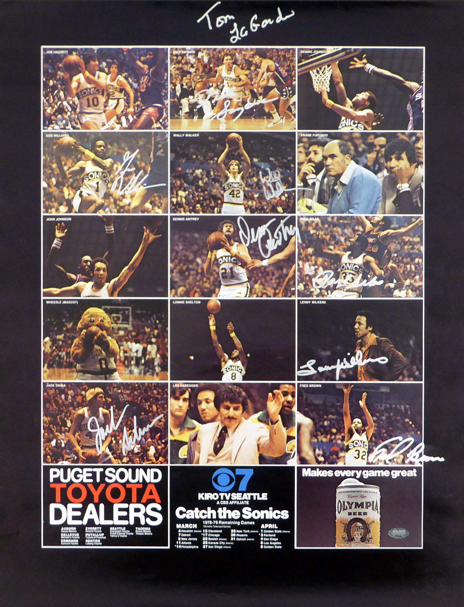 1978-79 NBA Champions Seattle Supersonics Autographed 17x22 Poster ...