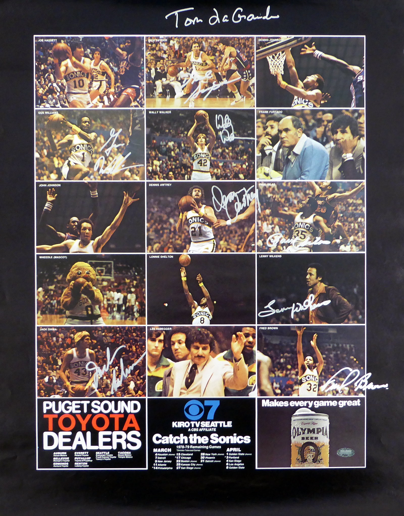 1978-79 NBA Champions Seattle Supersonics Autographed 17x22 Poster ...
