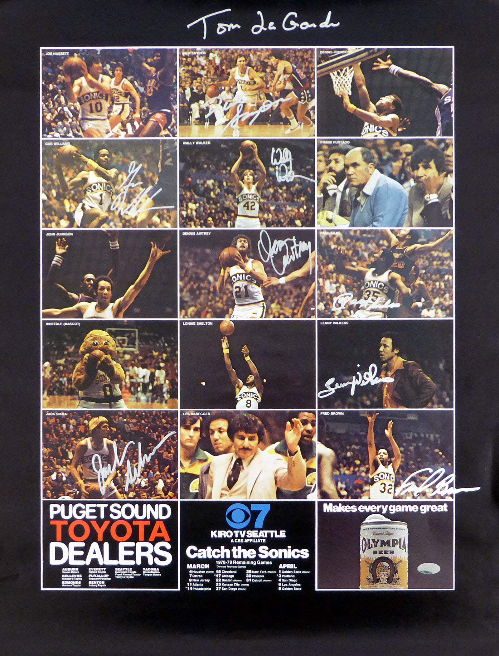 1978-79 NBA Champions Seattle Supersonics Autographed 17x22 Poster ...