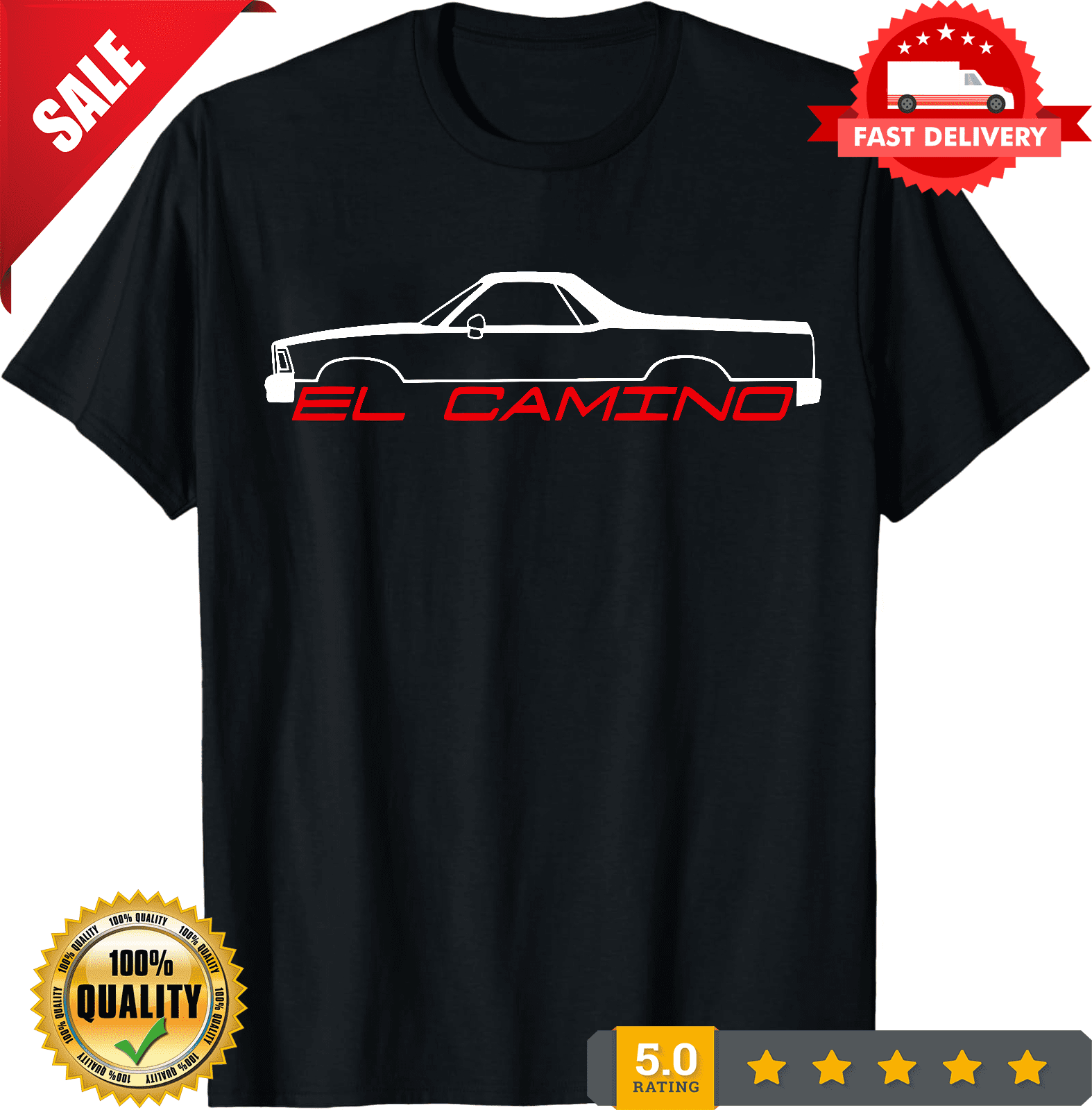 1978 - 87 Chevy El Camino 5th Generation T-Shirt Classic Emblem Side ...