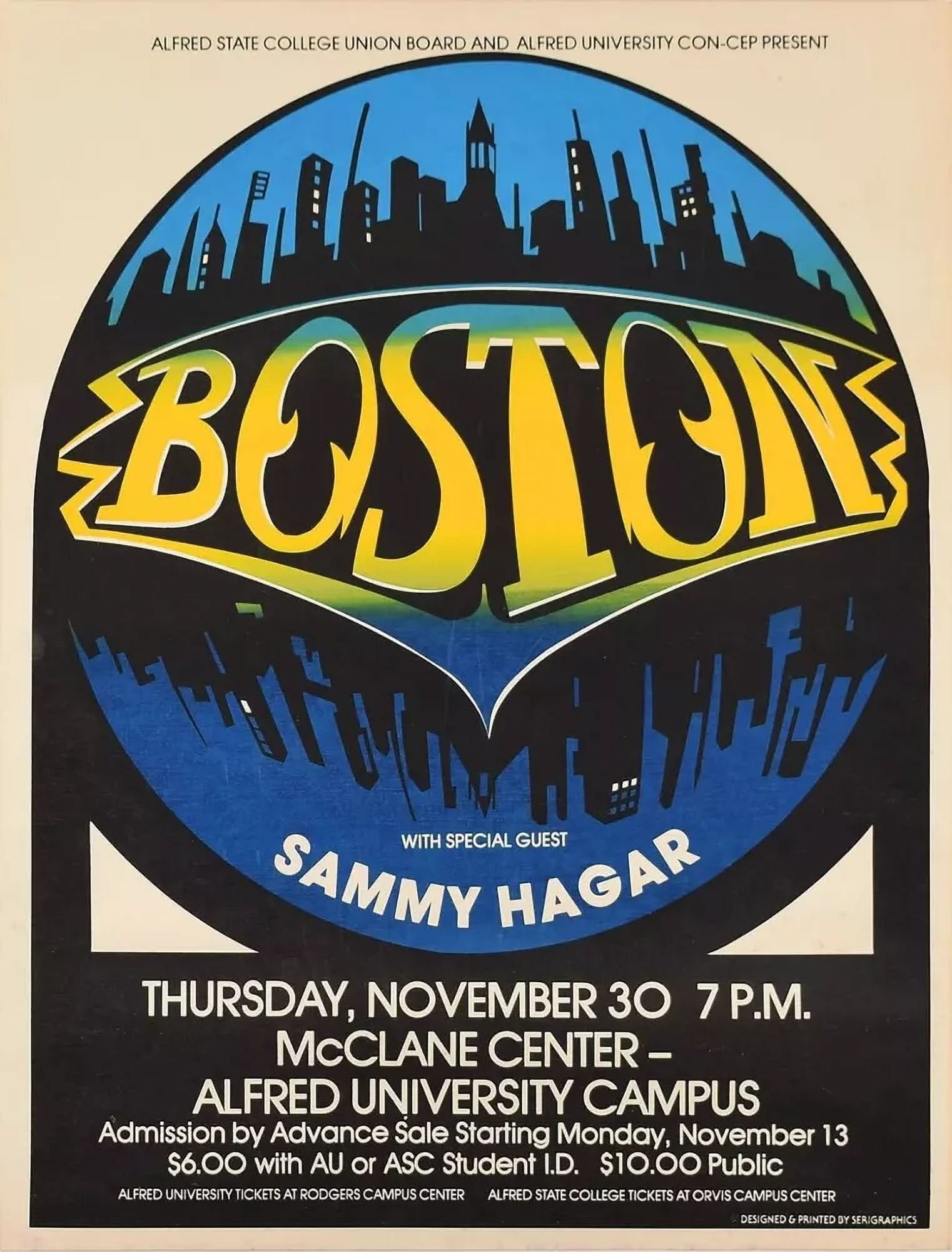 1978 Boston Concert Poster with Sammy Hagar Wall Art Print 11 x 17 Inch ...