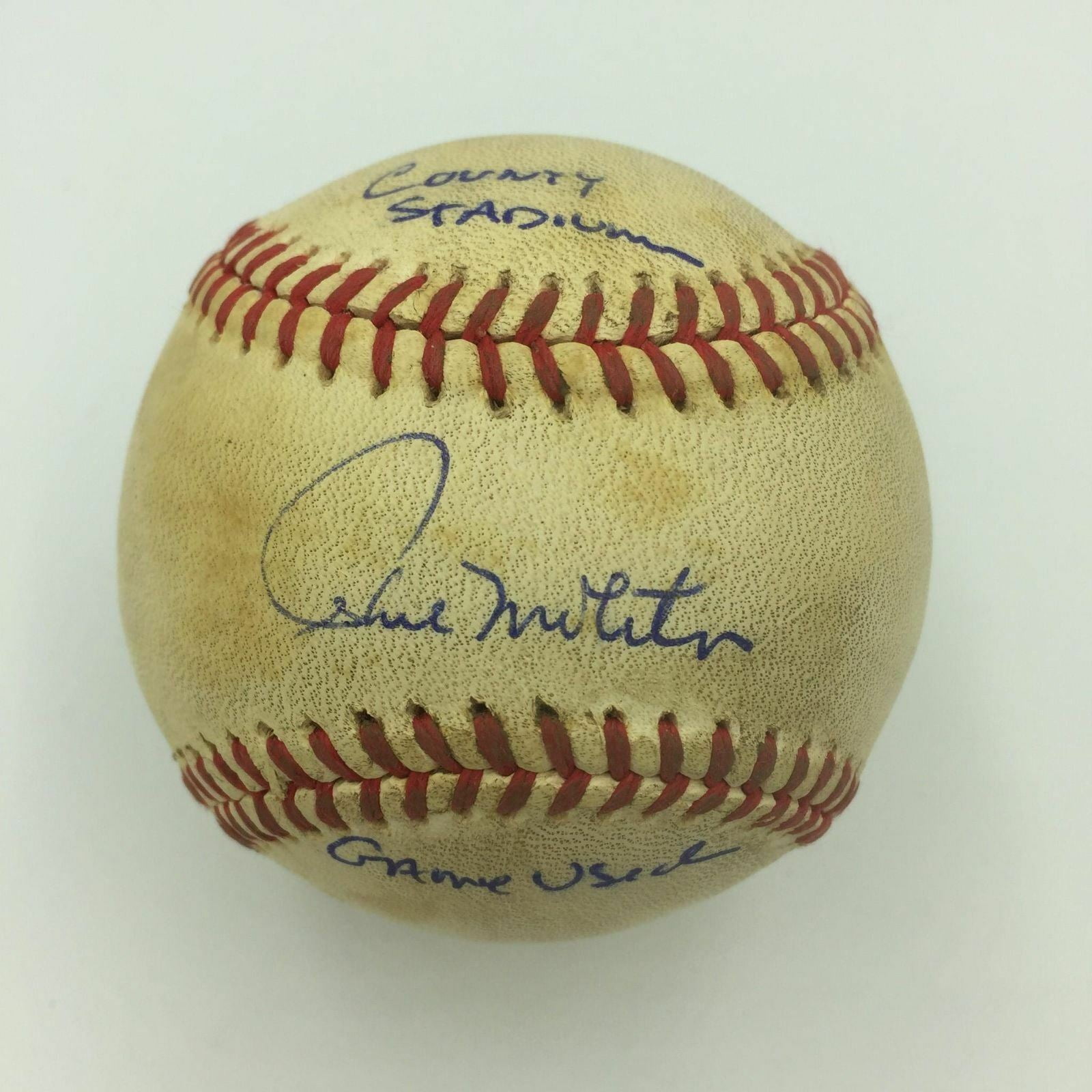 1978 Paul Molitor Signed Inscribed Game Used Baseball Milwaukee County ...