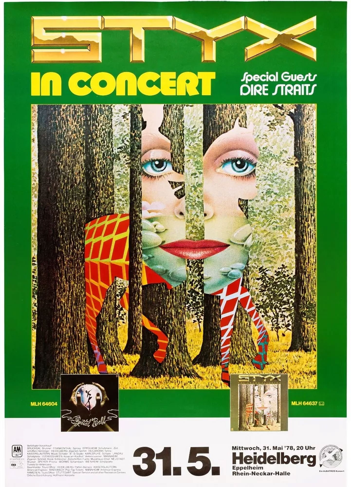 1978 STYX CONCERT POSTER WALL ART PRINT DIRE STRAITS GERMANY CONCERT 24 ...