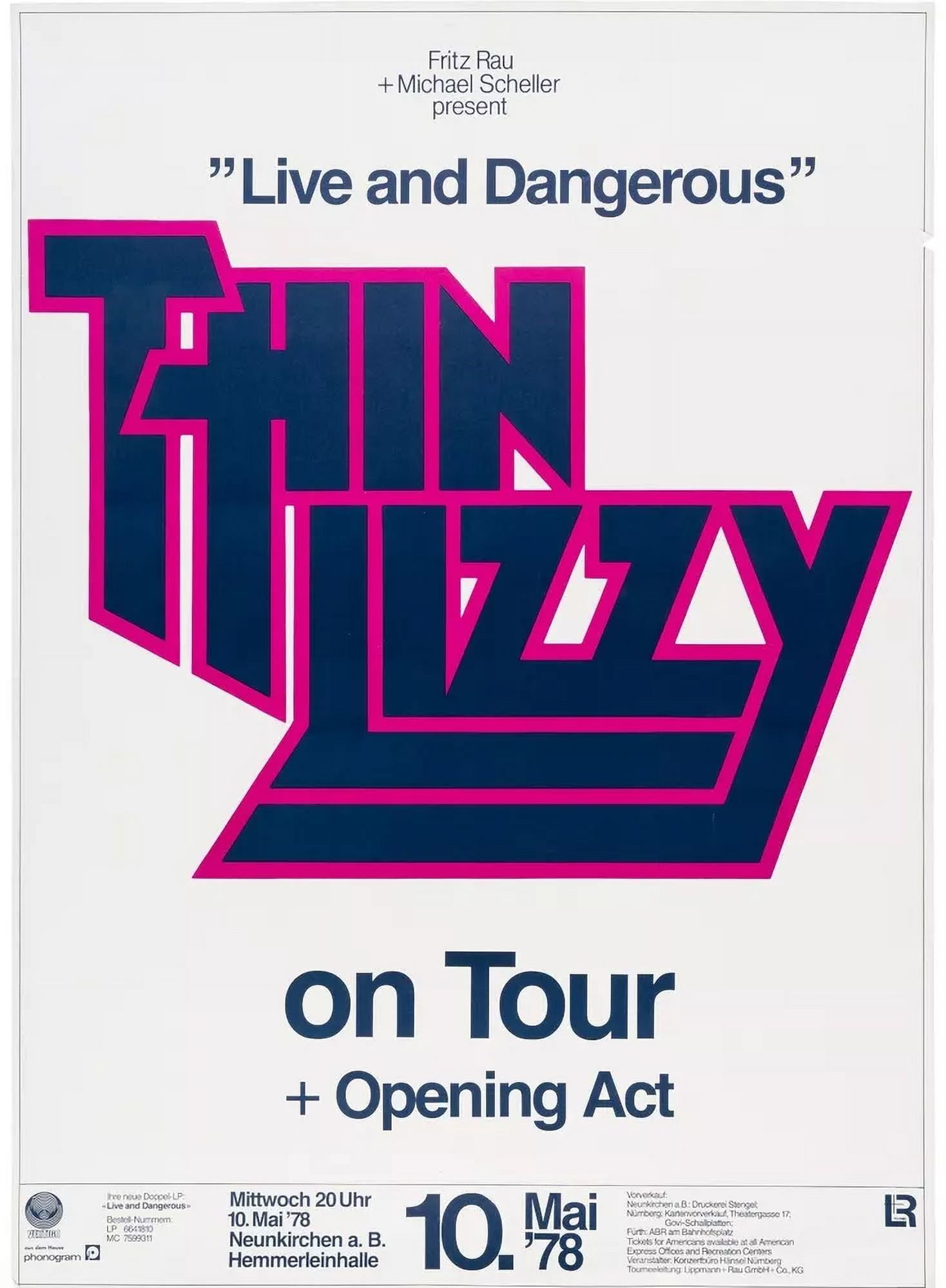 1978 Thin Lizzy Concert Concert Poster Wall Art Print in Germany Edit ...