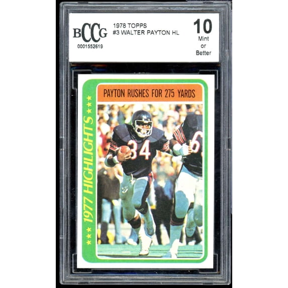 1978 Topps #3 Walter Payton Card BGS BCCG 10 Mint+ - Walmart.com