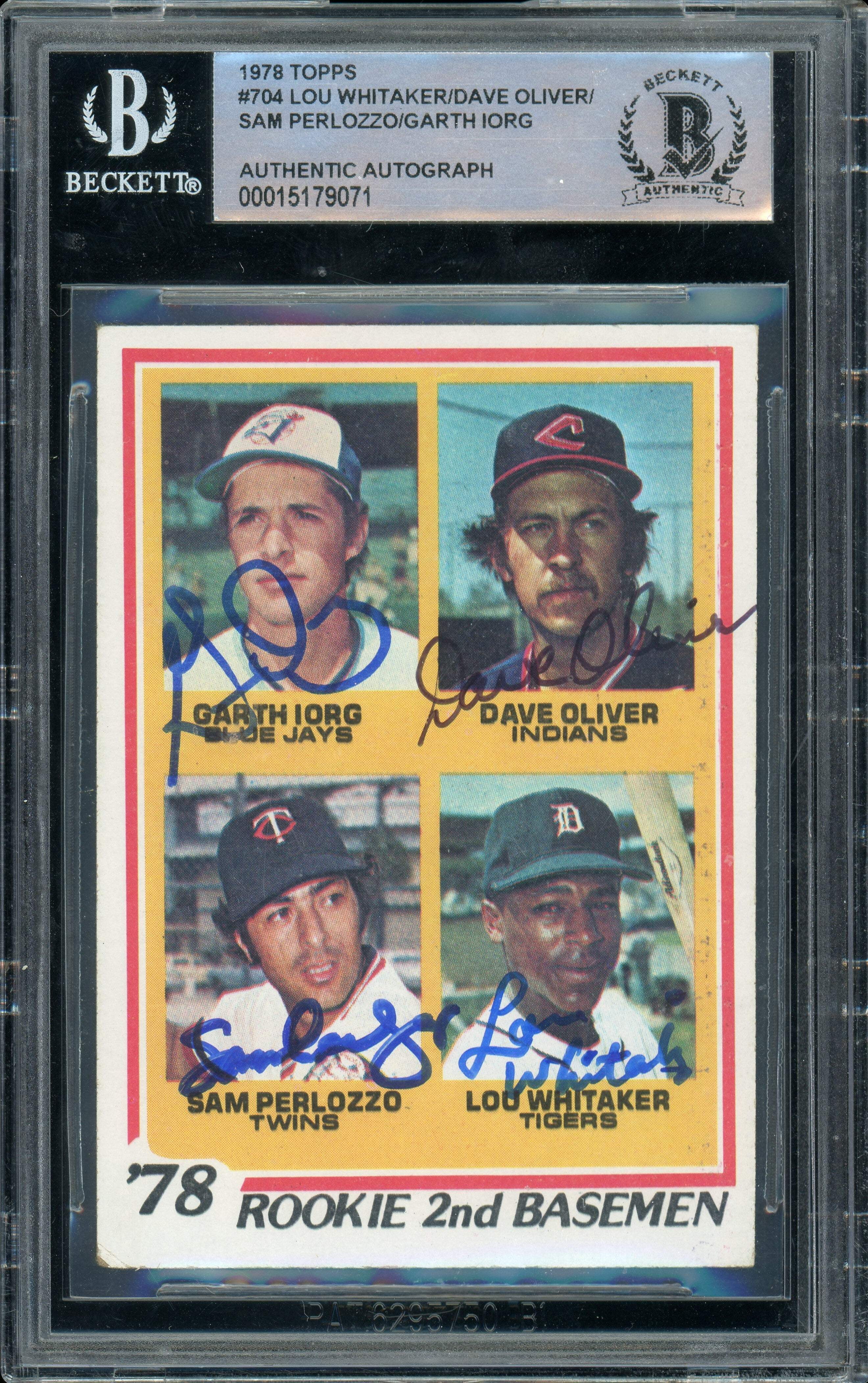 1978 Topps #704 Lou Whitaker, Dave Oliver, Sam Perlozzo, Garth Lorg RC BAS Auto 10 - Walmart.com