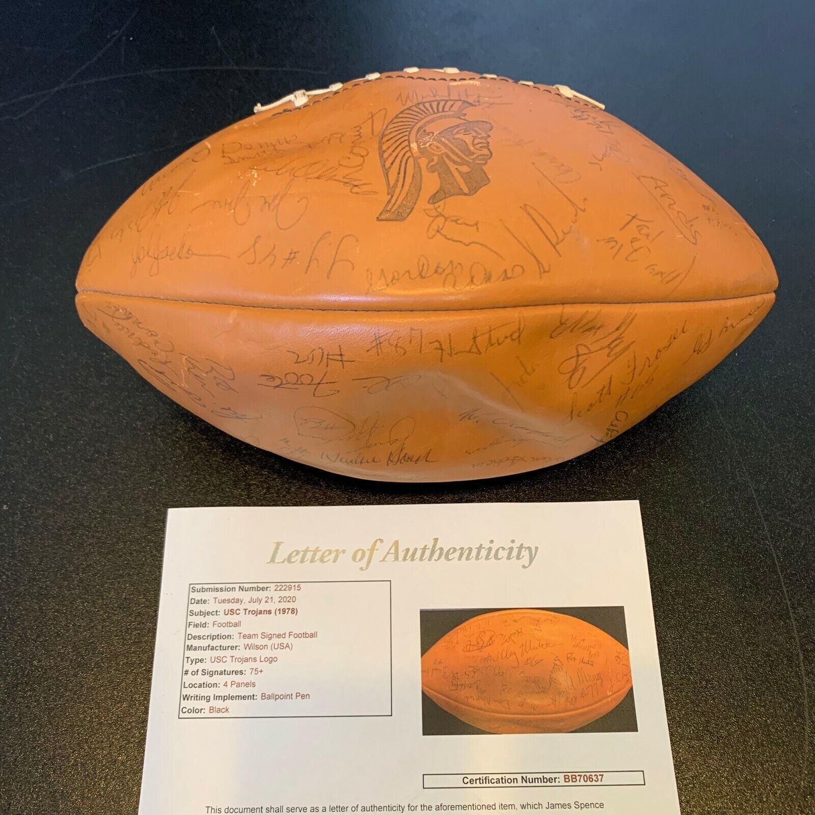 1978 USC Trojans Team Signed Wilson Game Model Football 75+ Sigs With ...
