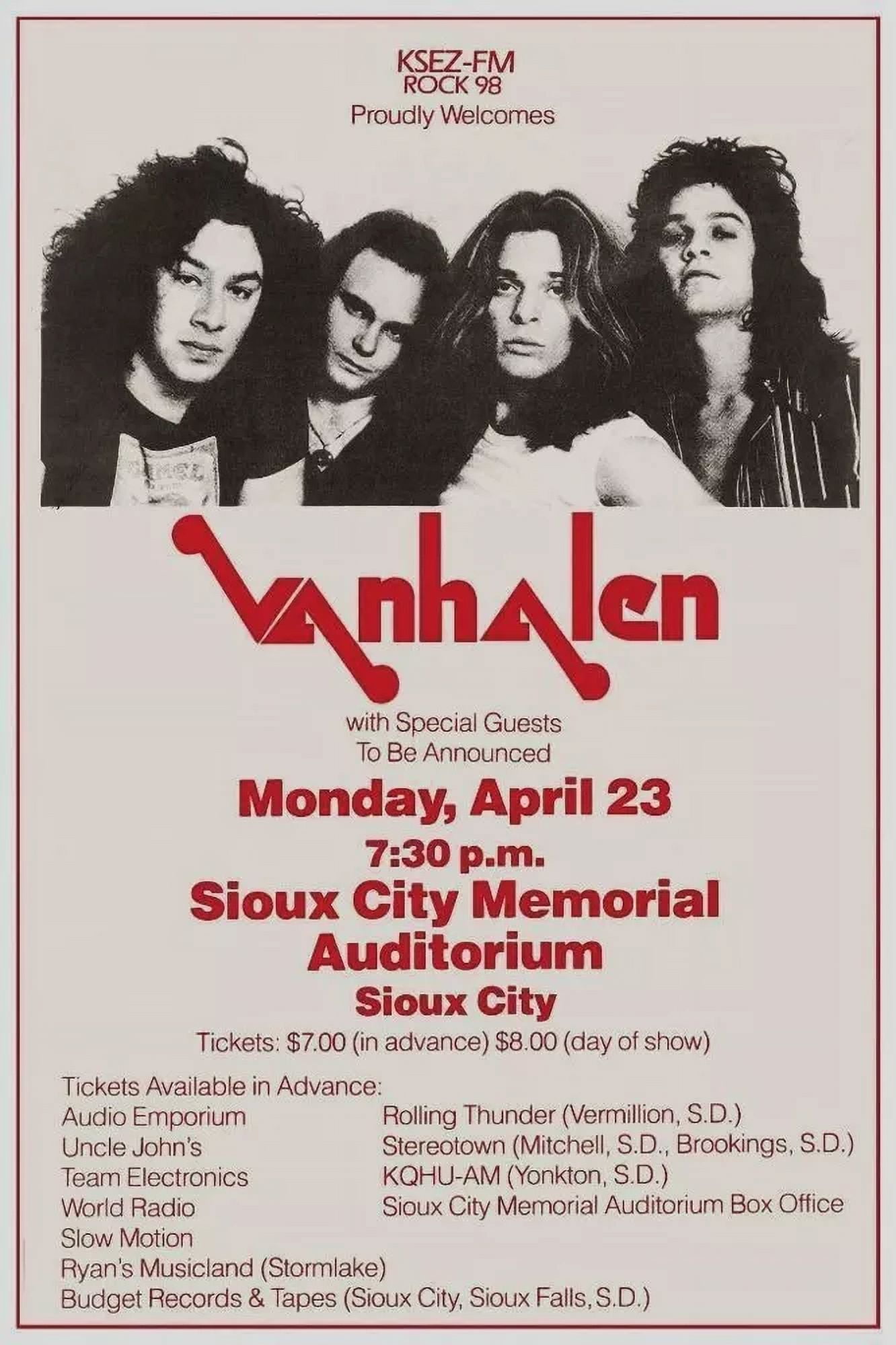1978 Van Halen Concert Poster Wall Art Print in was a Newspaper Ad 16 x ...