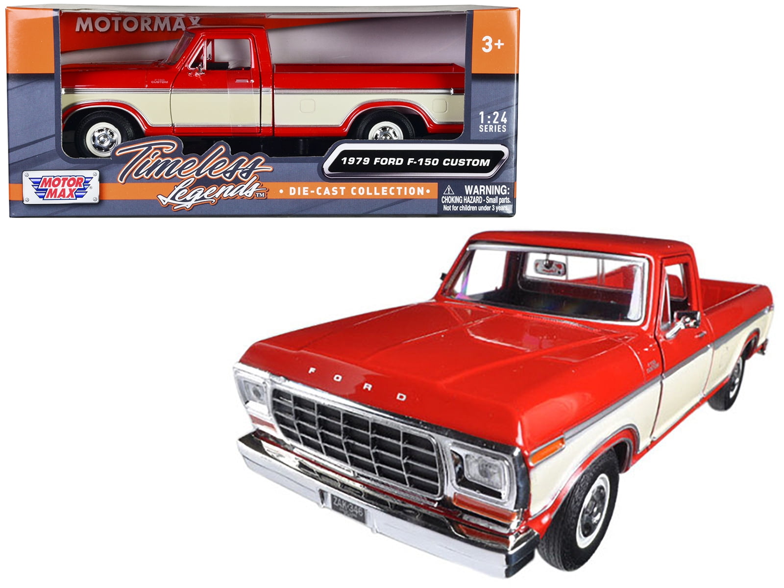 MOTORMAX 1979 Ford F-150 Pickup Truck, Red and Cream, 1/24 Diecast ...