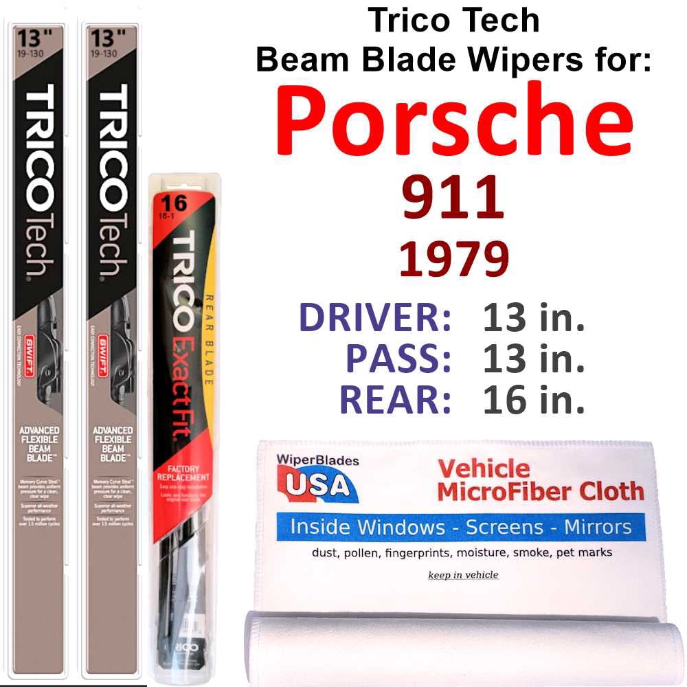 1979 Porsche 911 Beam Blade Wipers (Set of 3) w/Rear Wiper - Walmart.com