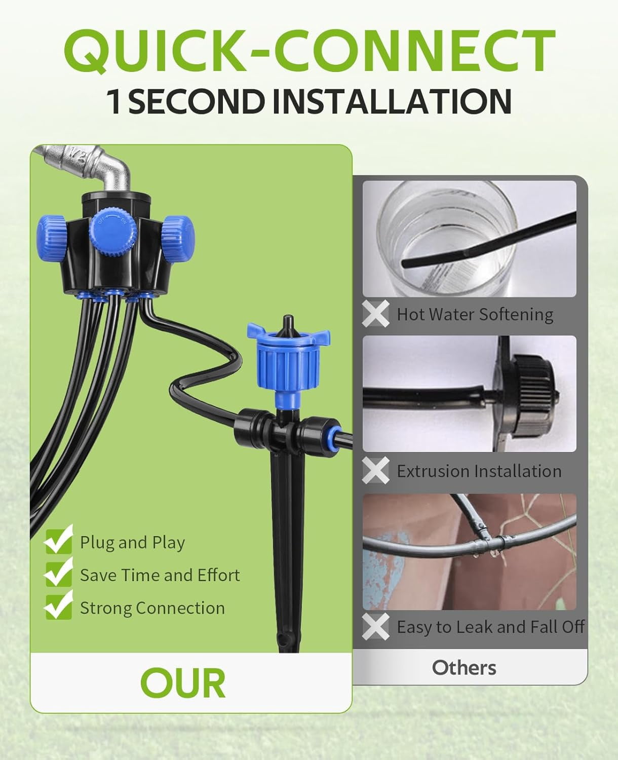 197FT Garden Watering System with 36Pcs Pressure Compensation Drippers ...