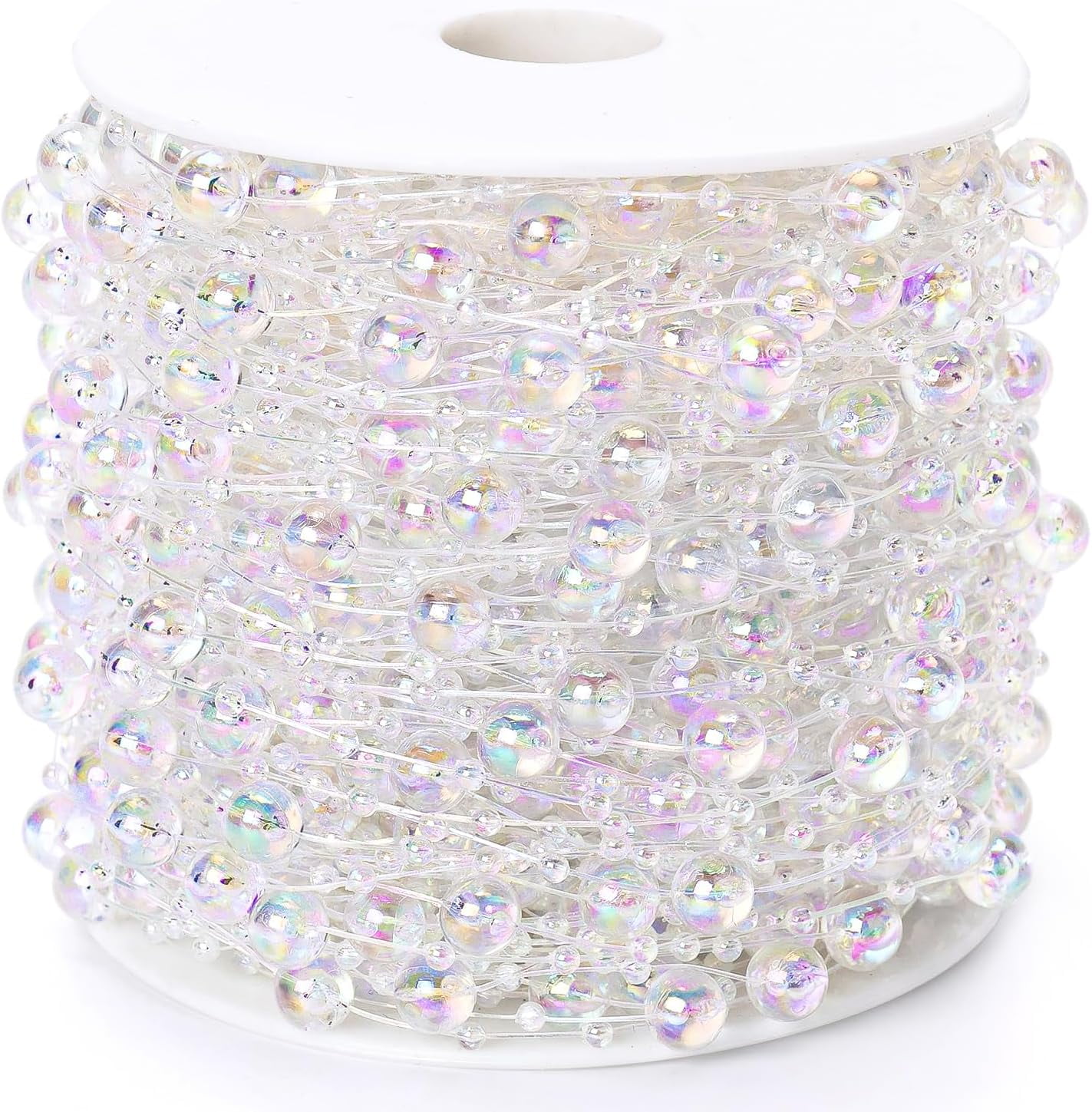 197Ft.Iridescent Pearls String, Sparkling Craft Pearls 3-8mm Faux ...