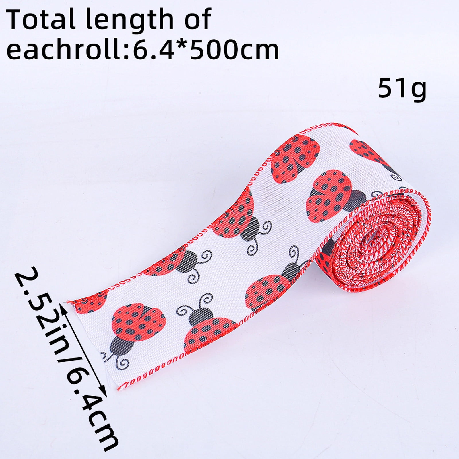 197Inch Yards Ladybug Wire Ribbon Spring Wired Ribbon Red Polka Dot ...
