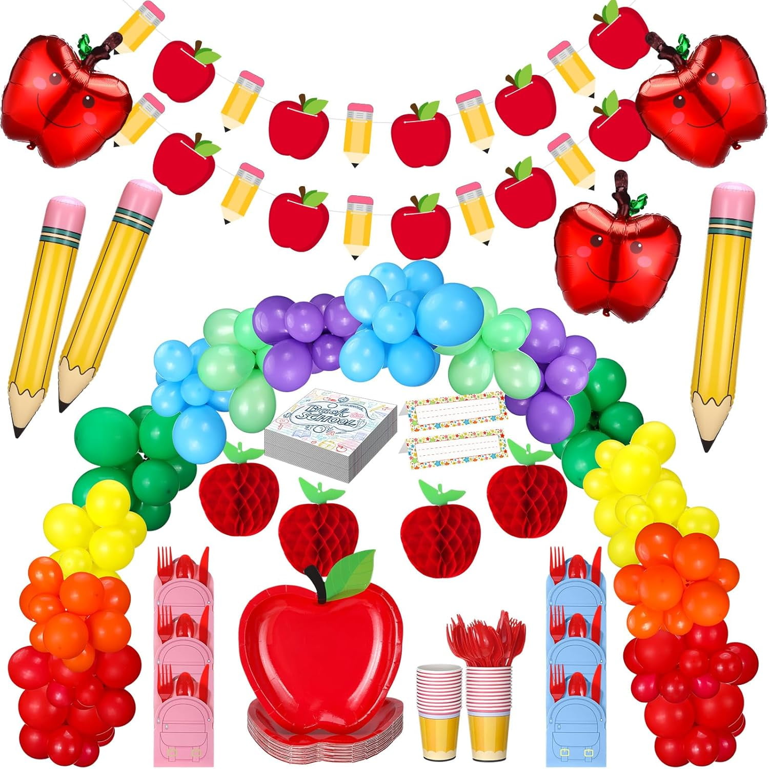 198 Pcs Back to School Decorations Complete Kit with Pencil and Apple ...