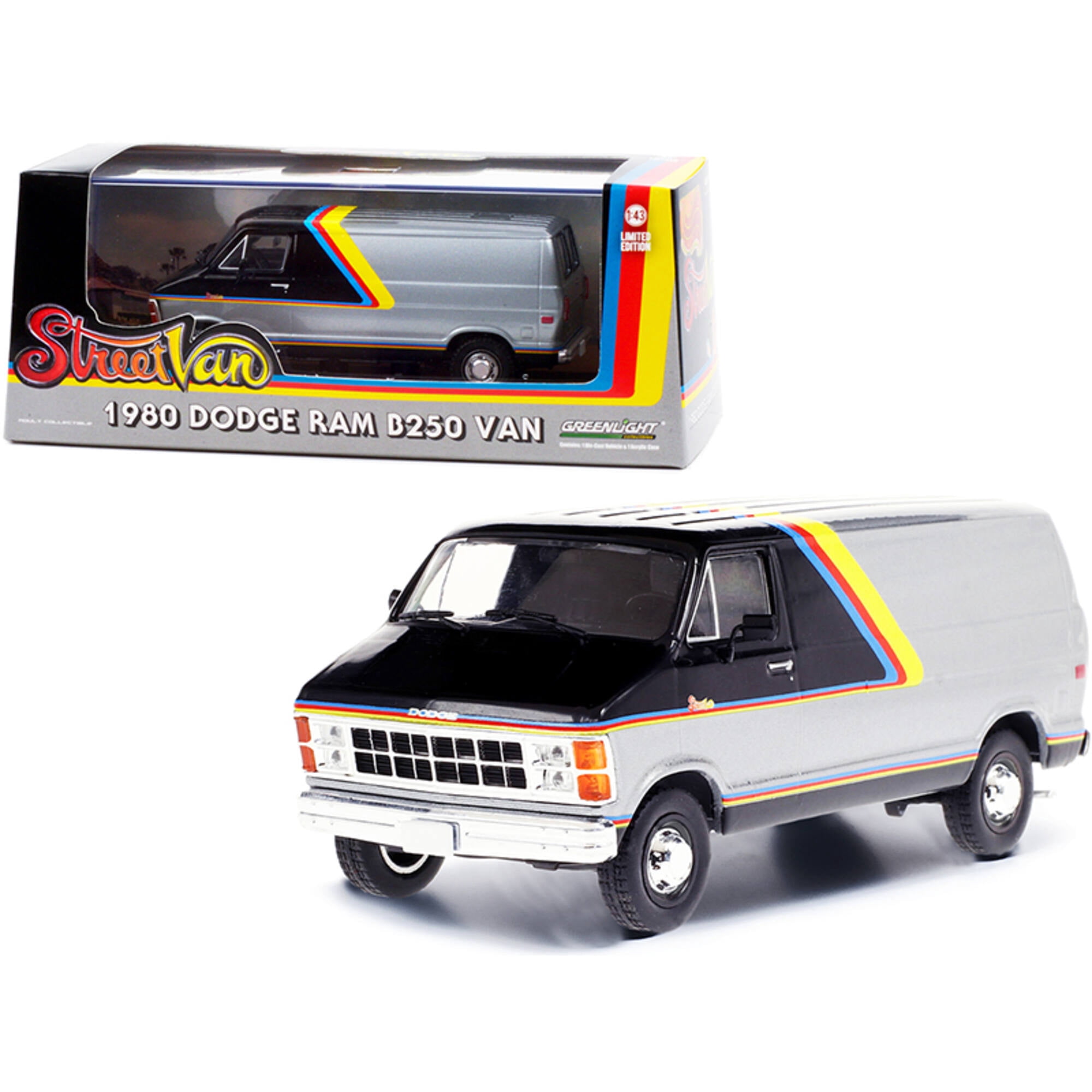 1980 Dodge Ram B250 Van Silver and Black with Stripes "Street Van" 1/43 ...