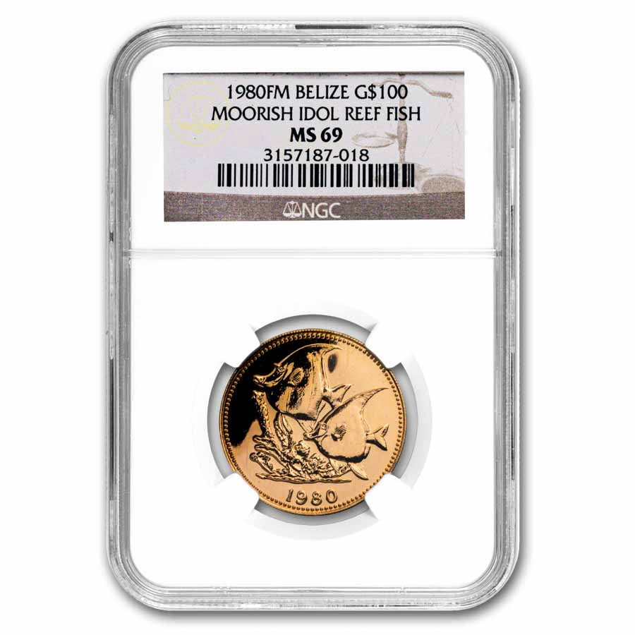 1980-FM Belize Gold 100 Dollar Reef Fish MS-69 NGC - Walmart.com